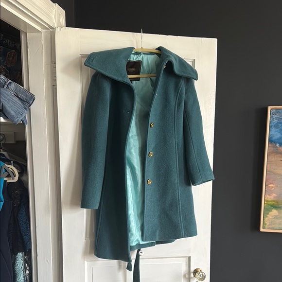 Coach | Jackets & Coats | Coach Blue Trench Coat With Structured ...